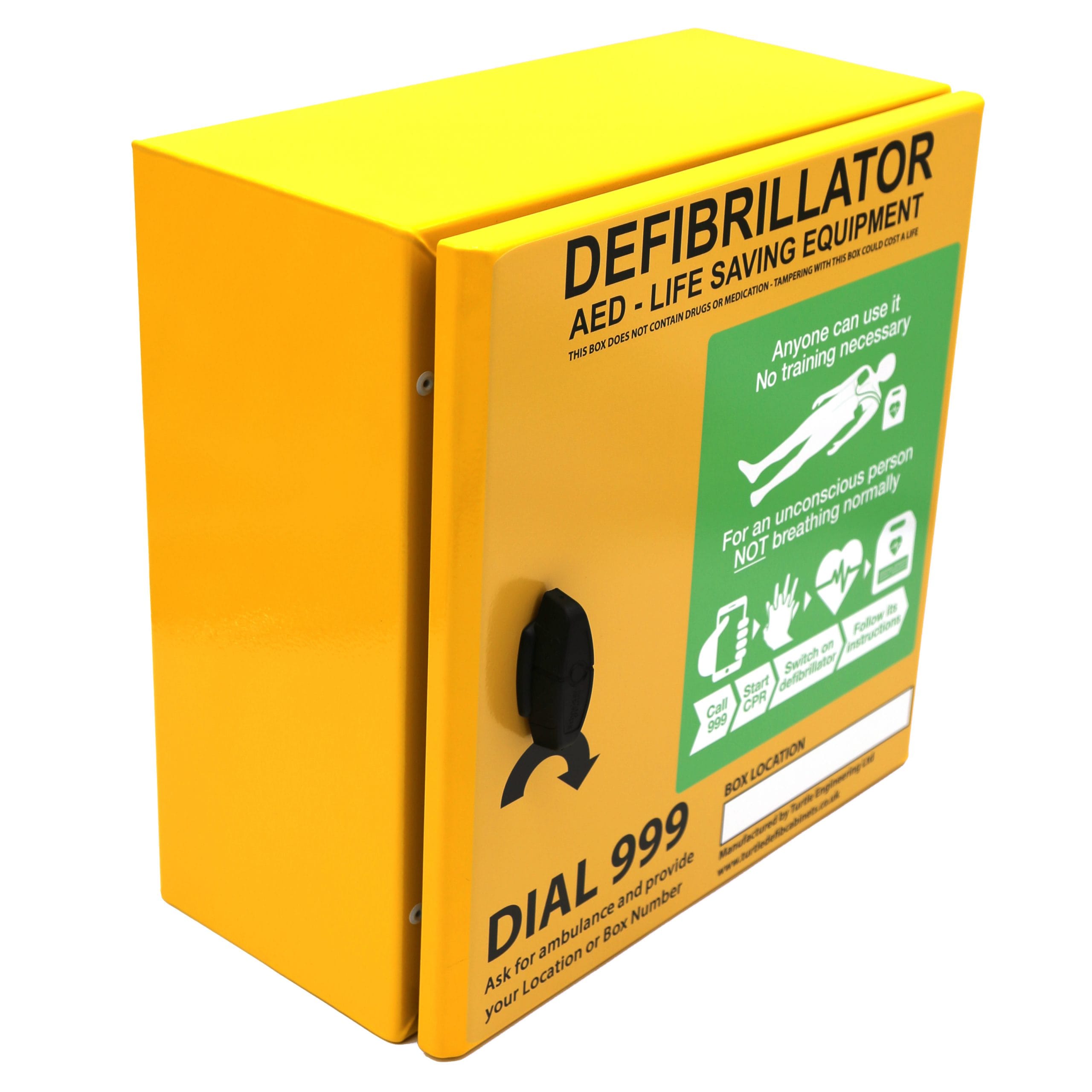 Where do defib pads go? - Turtle defib cabinets